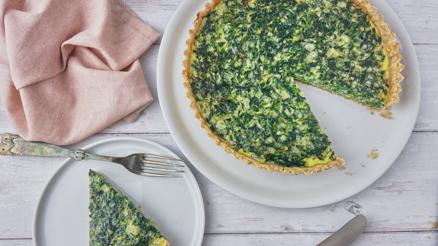 Spinattærte med hytteost